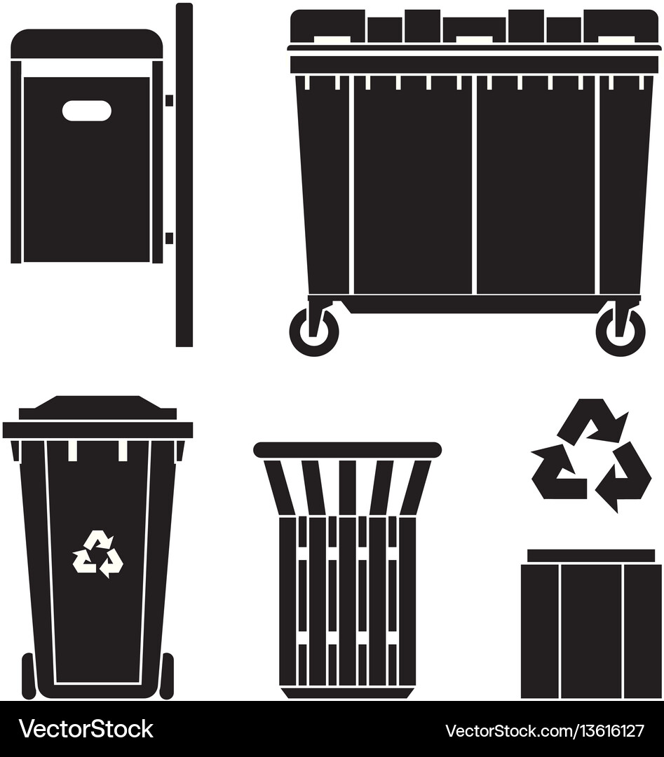 Recycling and Garbage Cans Icons Royalty Free Vector Image
