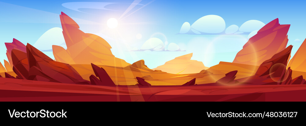 Rock desert cartoon landscape background Vector Image