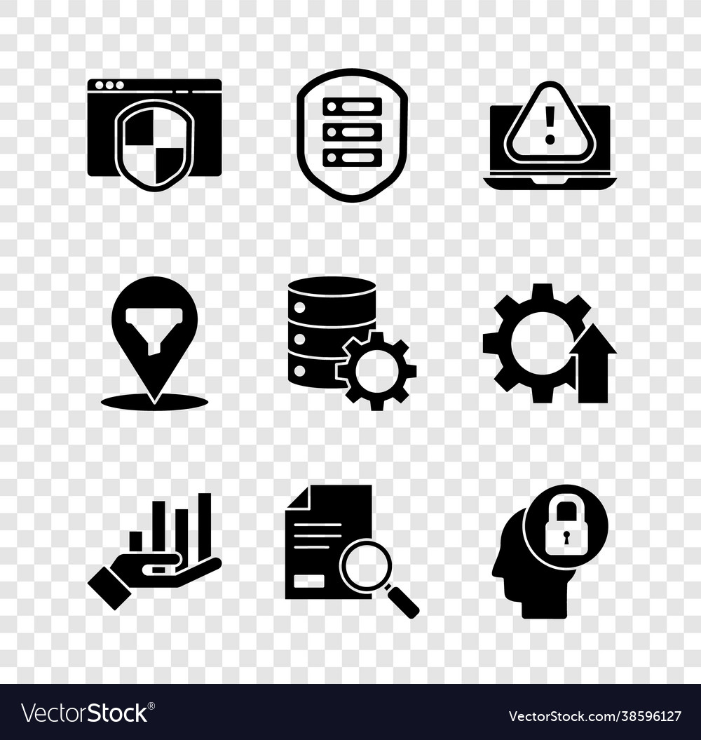 Set browser with shield server laptop Royalty Free Vector