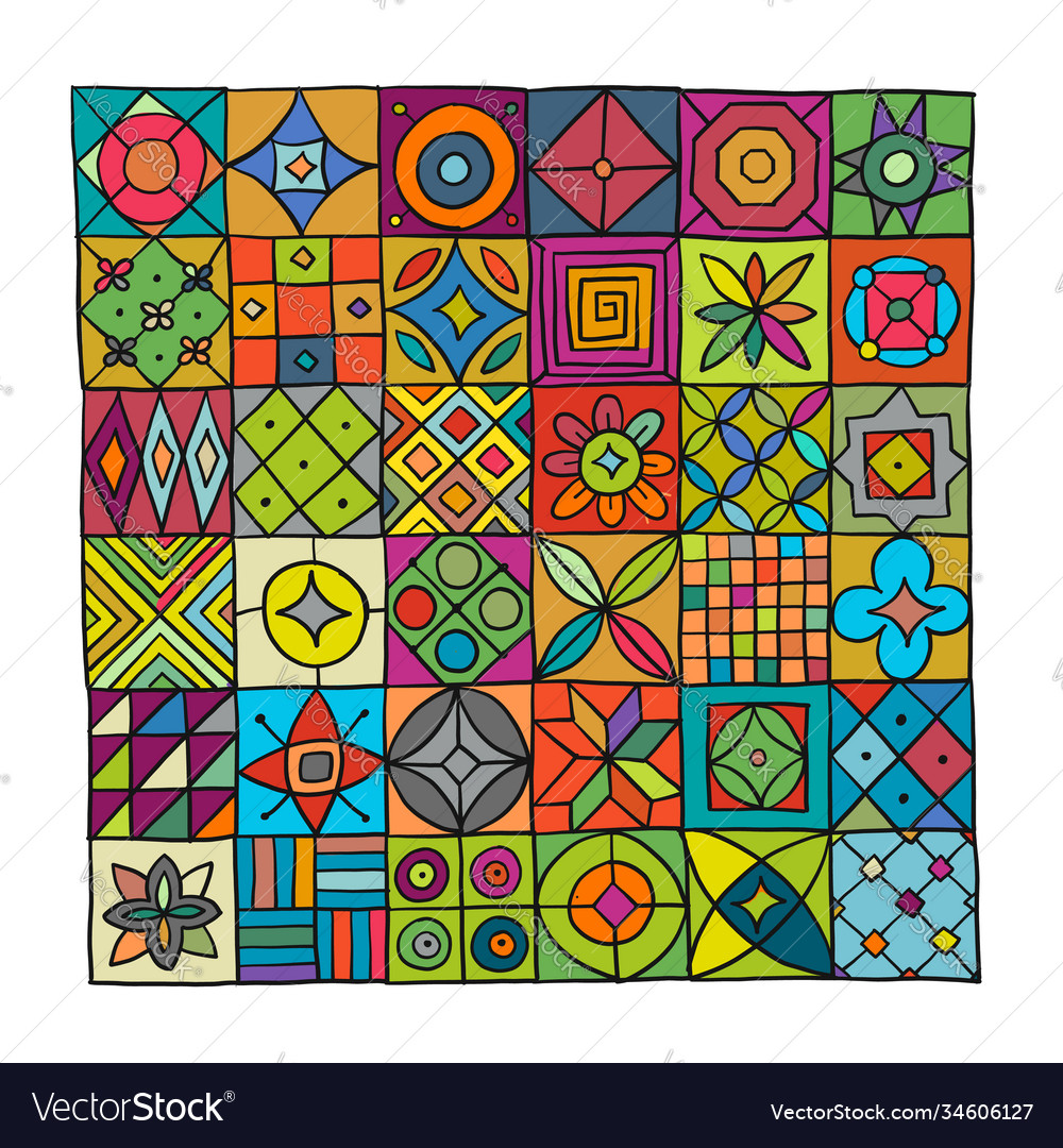 Talavera pattern indian patchwork turkish Vector Image