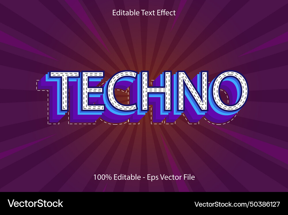 Techno modern text effect Royalty Free Vector Image