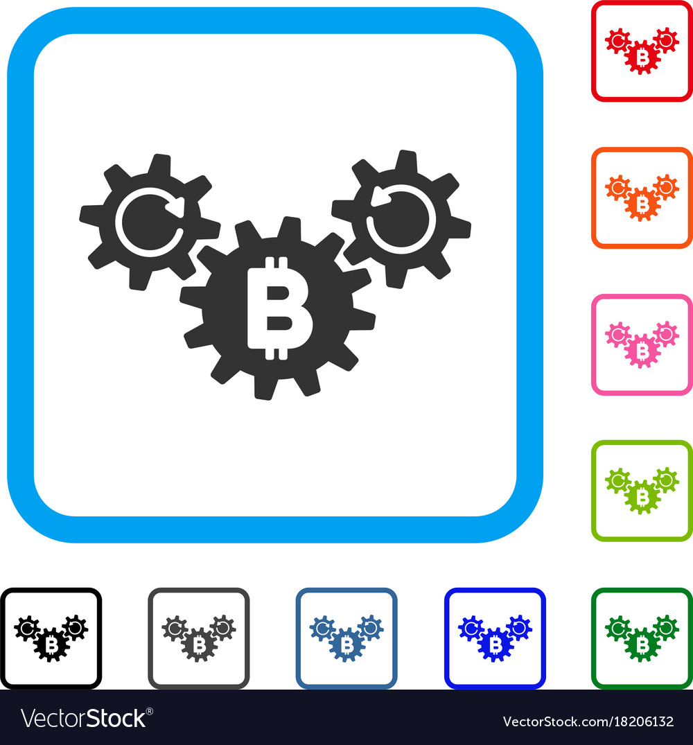 Bitcoin wheels rotation framed icon Royalty Free Vector Bitcoin wheels rotation framed icon Royalty Free Vector
