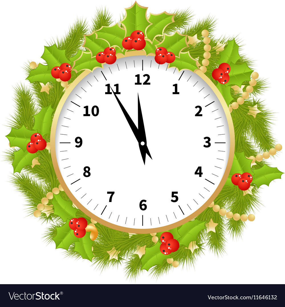 Christmas adorned clock Royalty Free Vector Image