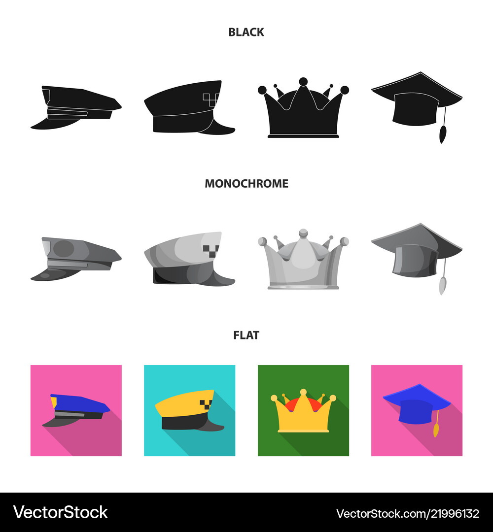 Design of headgear and cap icon set Royalty Free Vector