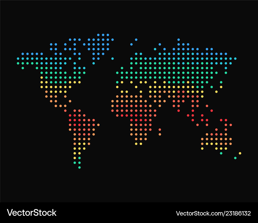 Dots world map with climatic zones colorful Vector Image