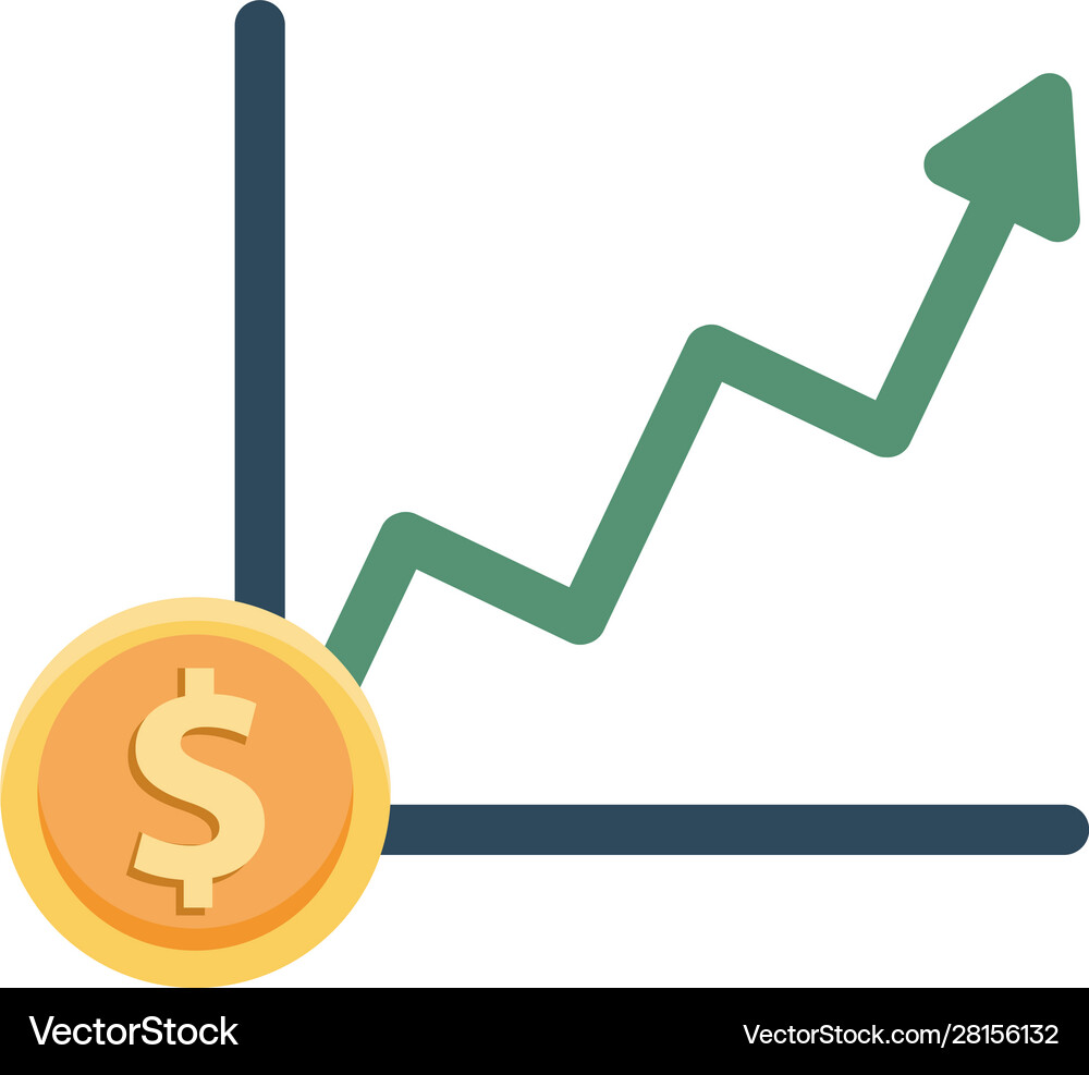 Financial statistics graphic with dollar coin Vector Image