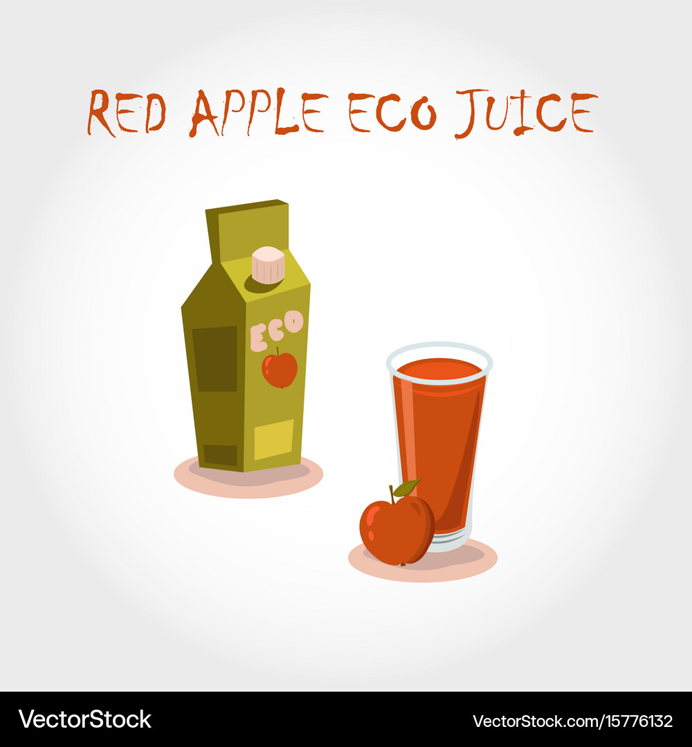 Glass bio fresh red apple juice Royalty Free Vector Image