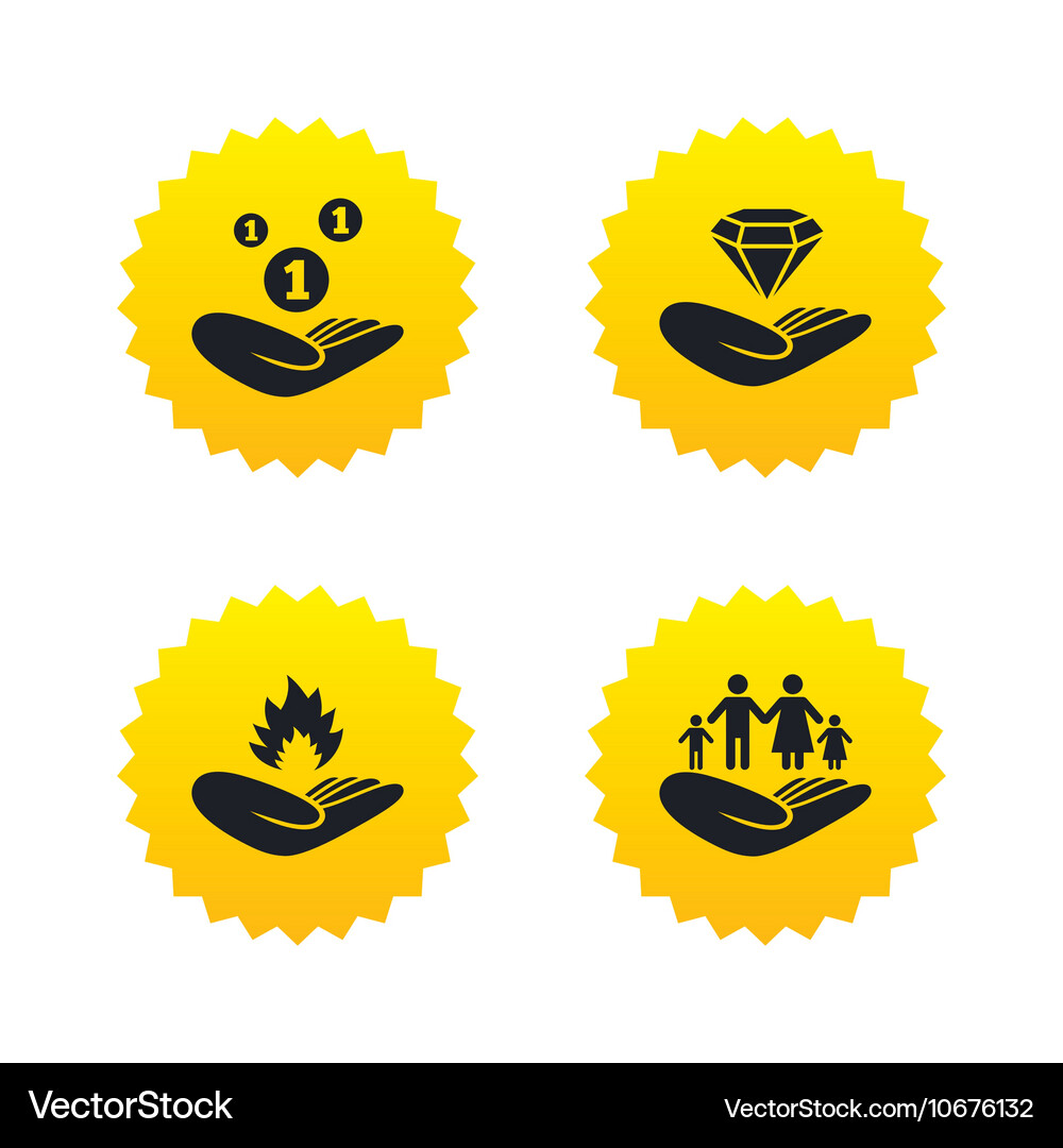 Helping hands icons protection and insurance Vector Image