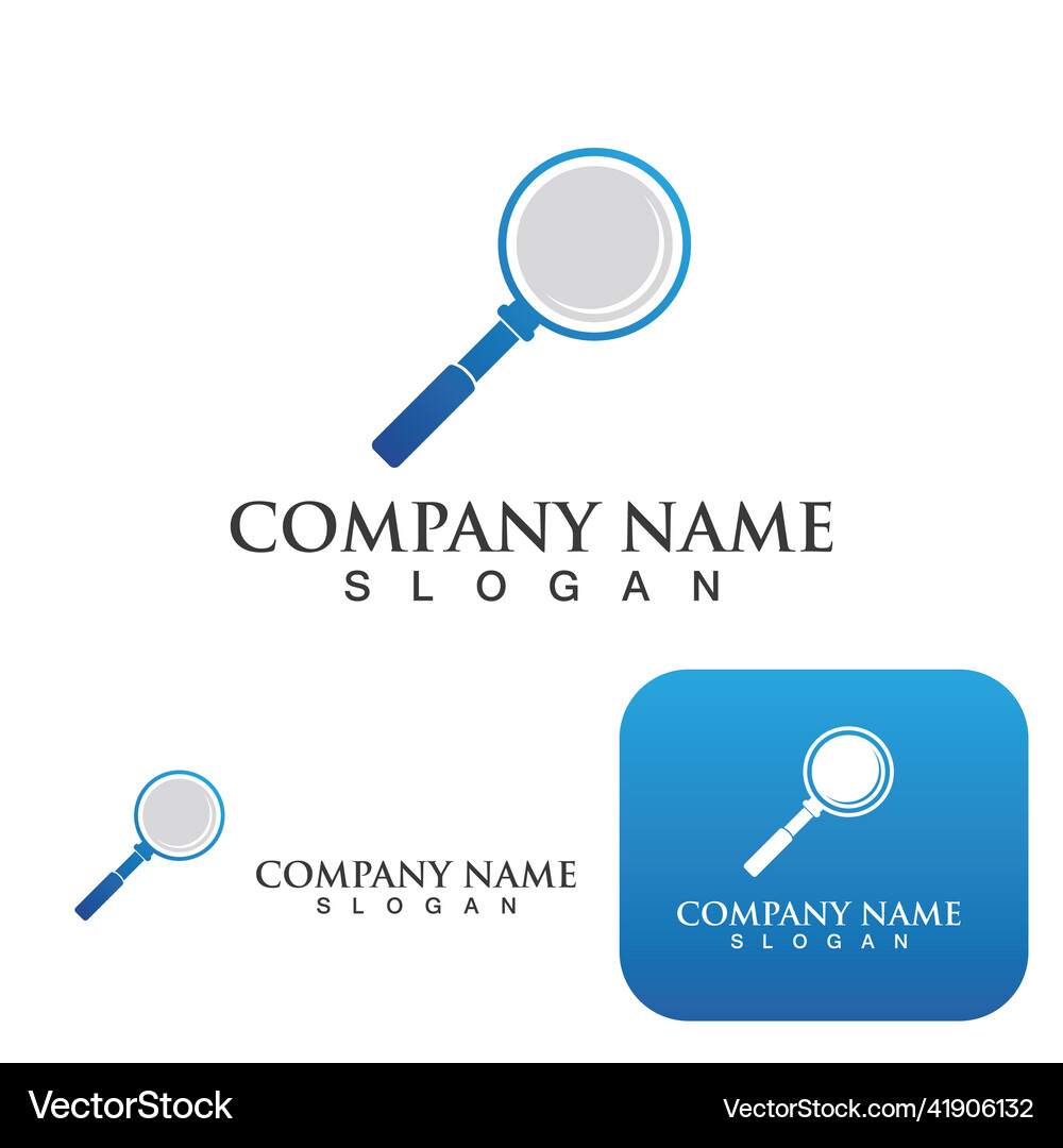 Magnifying glass logo and symbol Royalty Free Vector Image