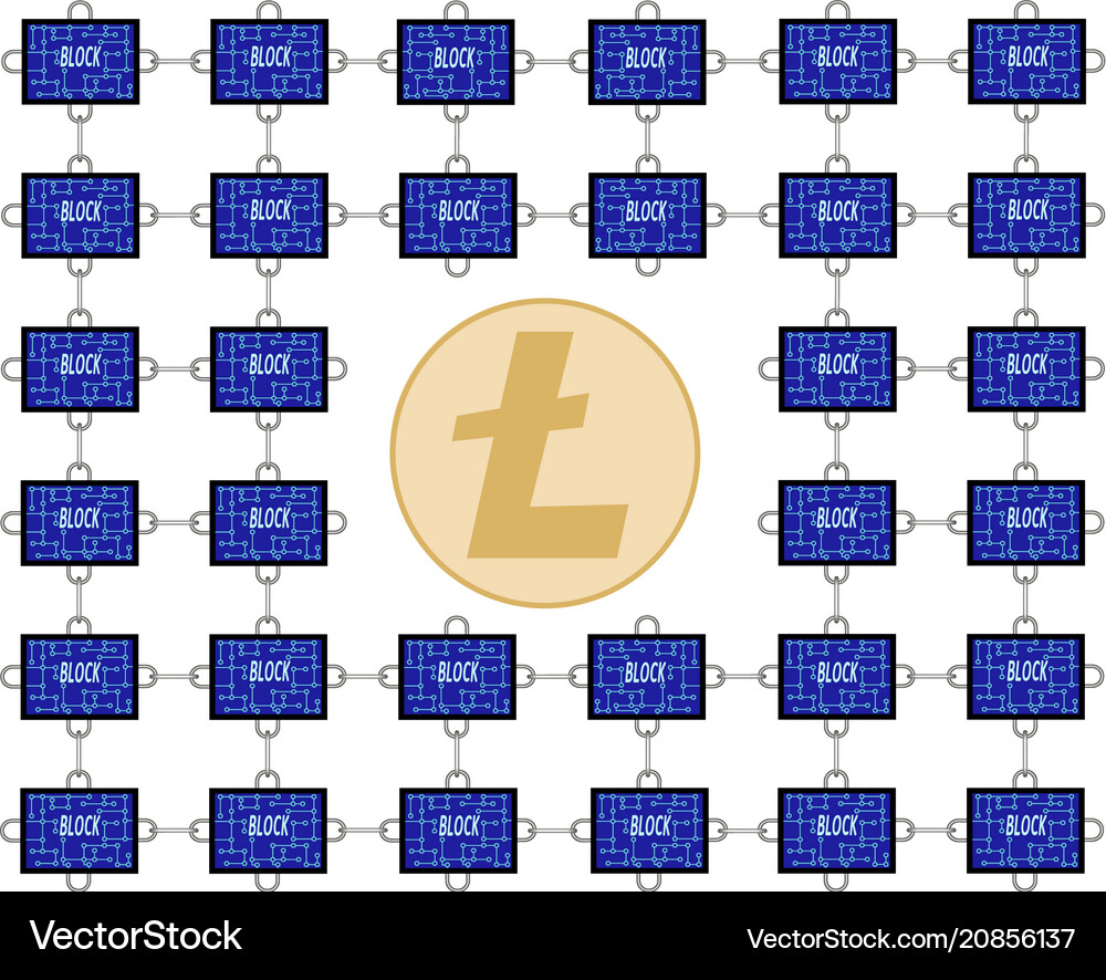 Block chain technology of litecoin Royalty Free Vector Image