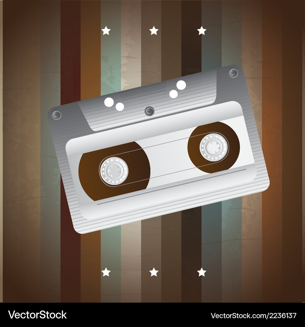 Cassette design over wooden background Royalty Free Vector