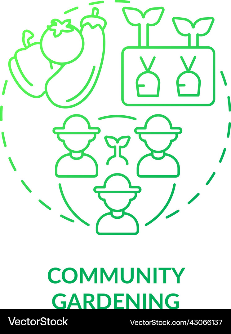 Community gardening green gradient concept icon Vector Image