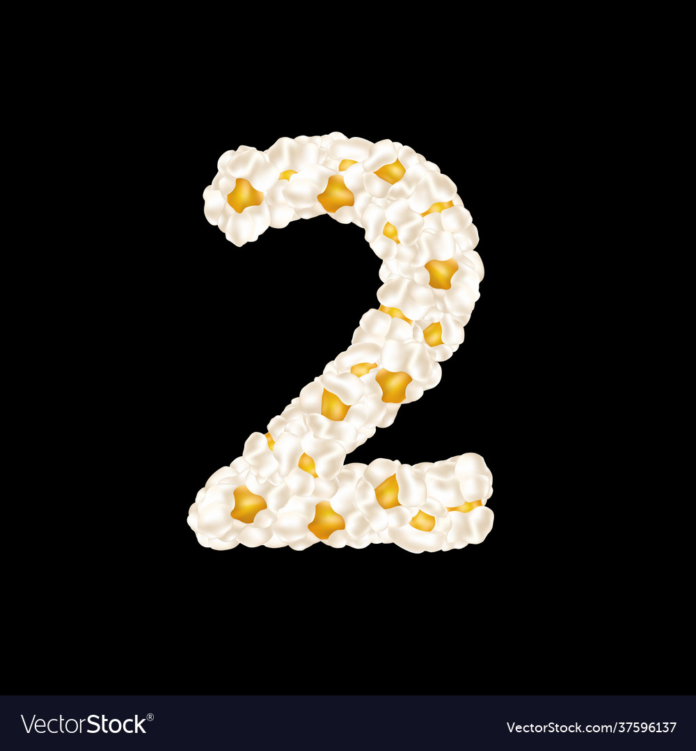 Digit 2 made up airy popcorn Royalty Free Vector Image