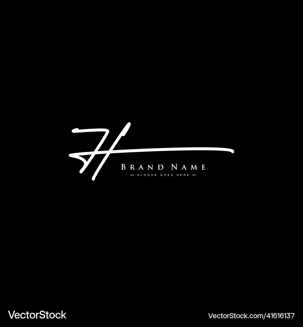Initial letter h logo in signature style Vector Image