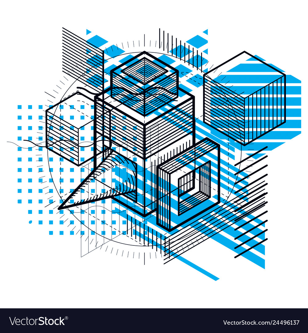 Isometric Abstract Background With Linear Vector Image