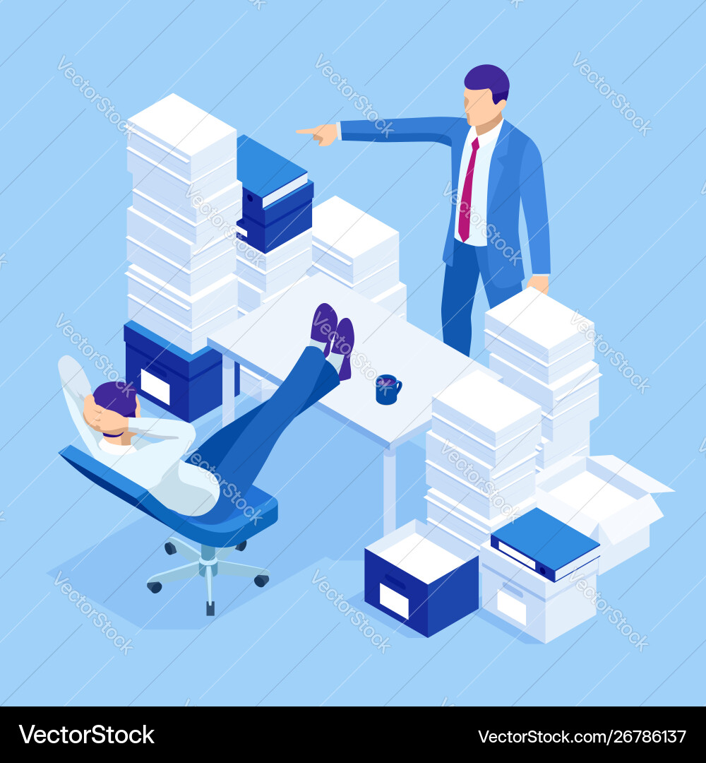 Isometric stacks paperwork and files in the Vector Image