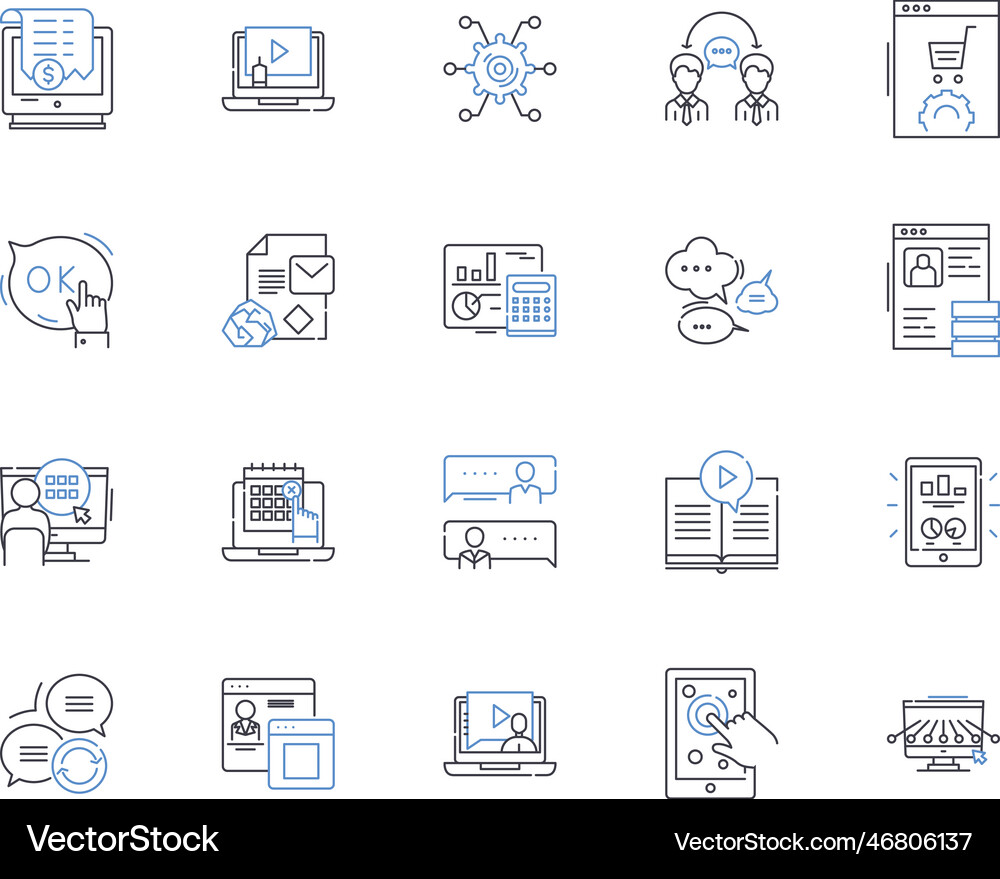 Lead generation line icons collection prospects Vector Image