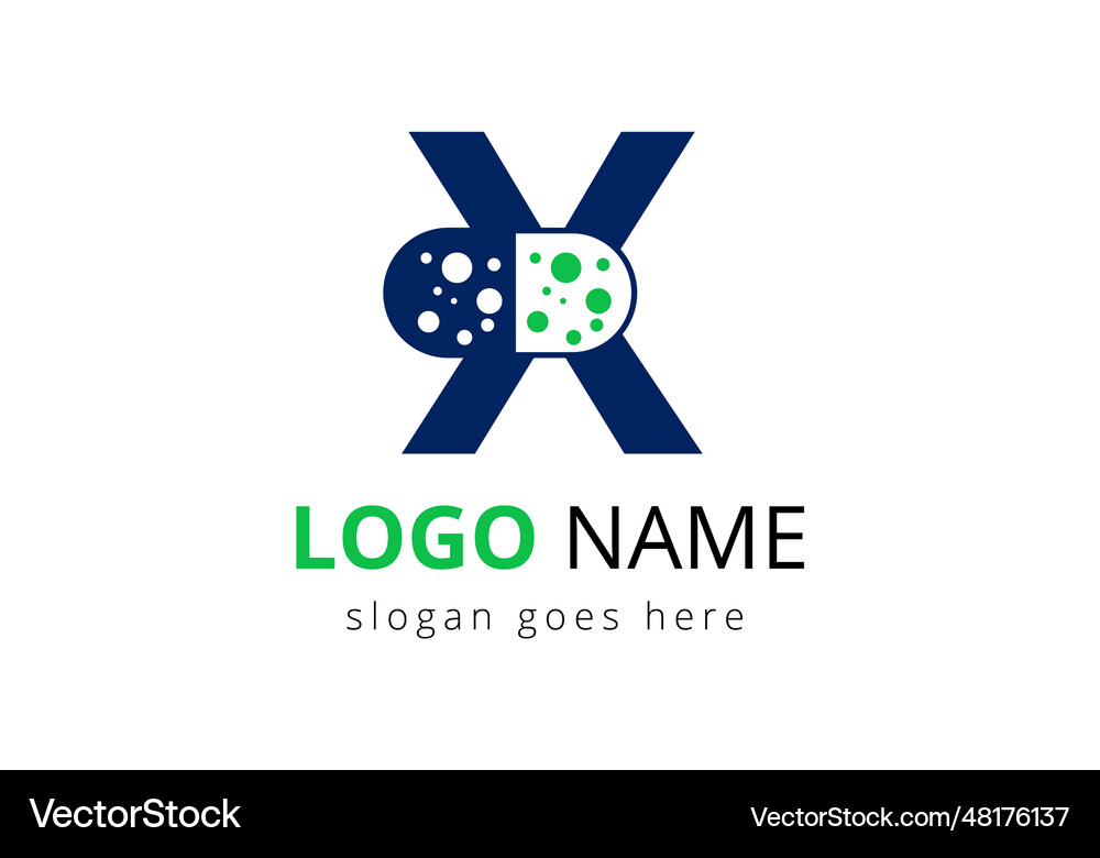 Letter x medicine tablet logo concept for Vector Image