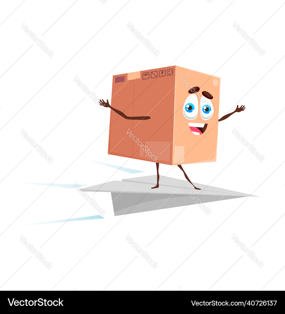 Package delivery cartoon cardboard box flying Vector Image