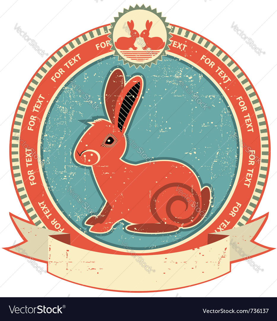 Rabbit label Royalty Free Vector Image - VectorStock