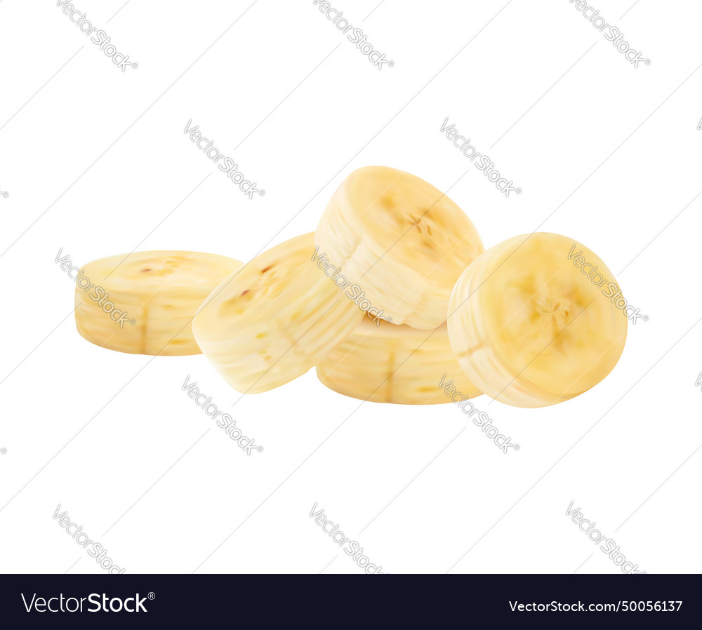 Realistic Ripe Banana Fruit Slices 3d Pile Vector Image
