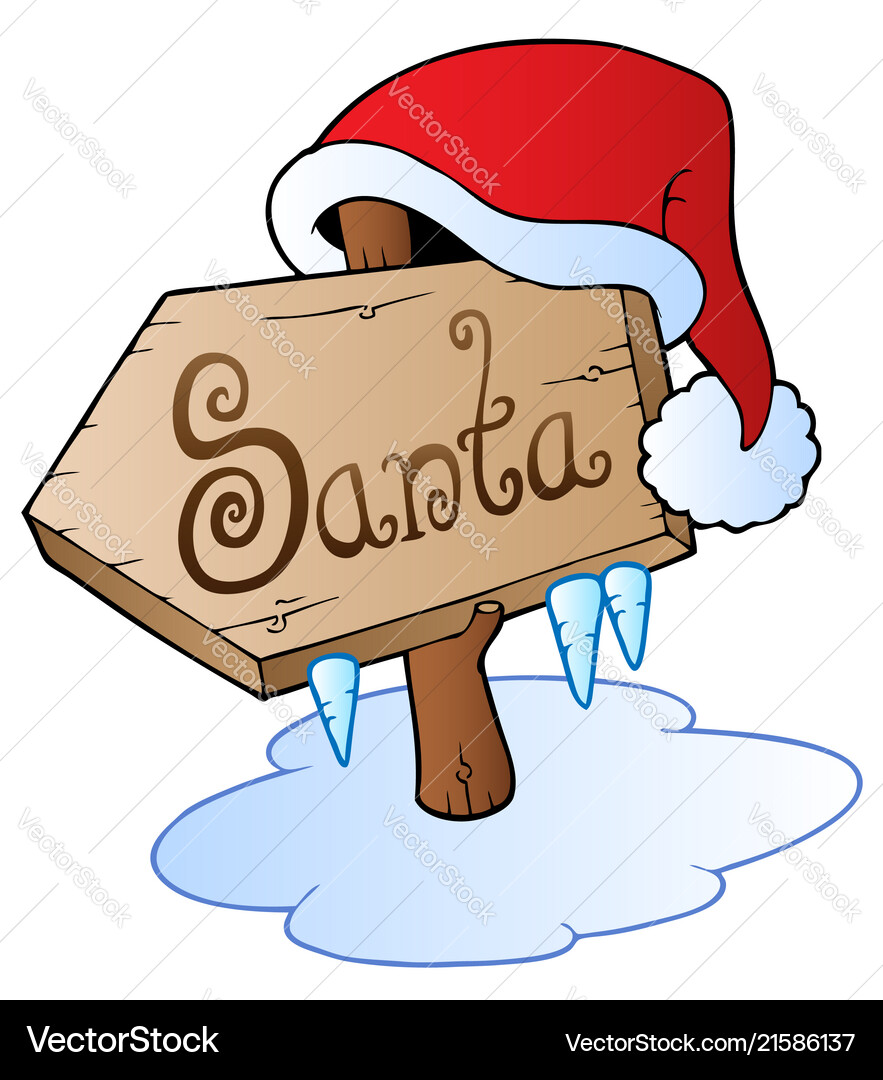 Santa christmas sign with cap Royalty Free Vector Image