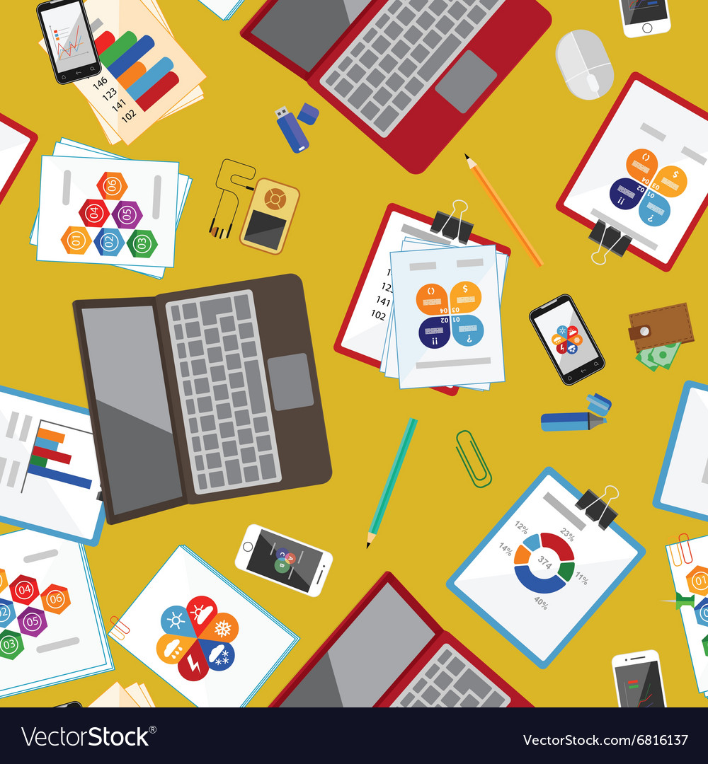 Seamless flat business pattern Royalty Free Vector Image