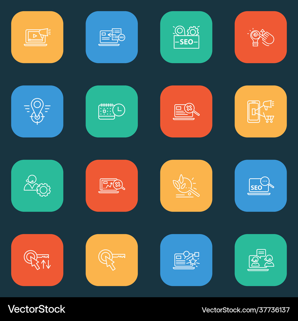 Search icons line style set with live chat mobile Vector Image
