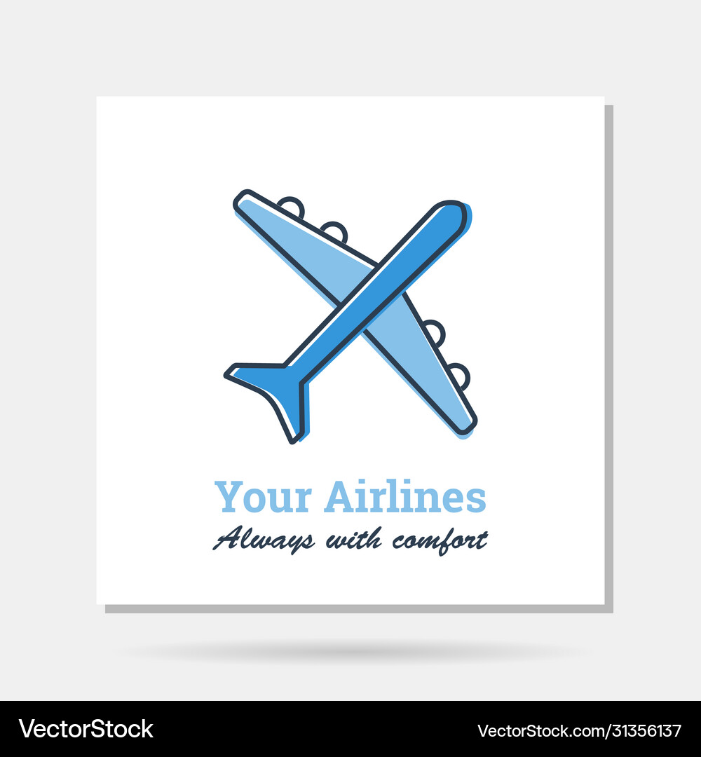 Simple company logo for airlines plane Royalty Free Vector