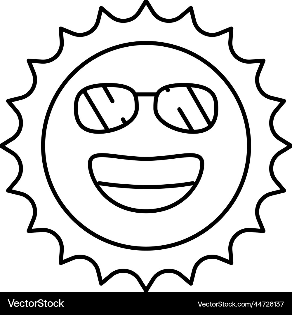 Summer Sun Line Icon - Bright Sunshine Royalty Free Vector