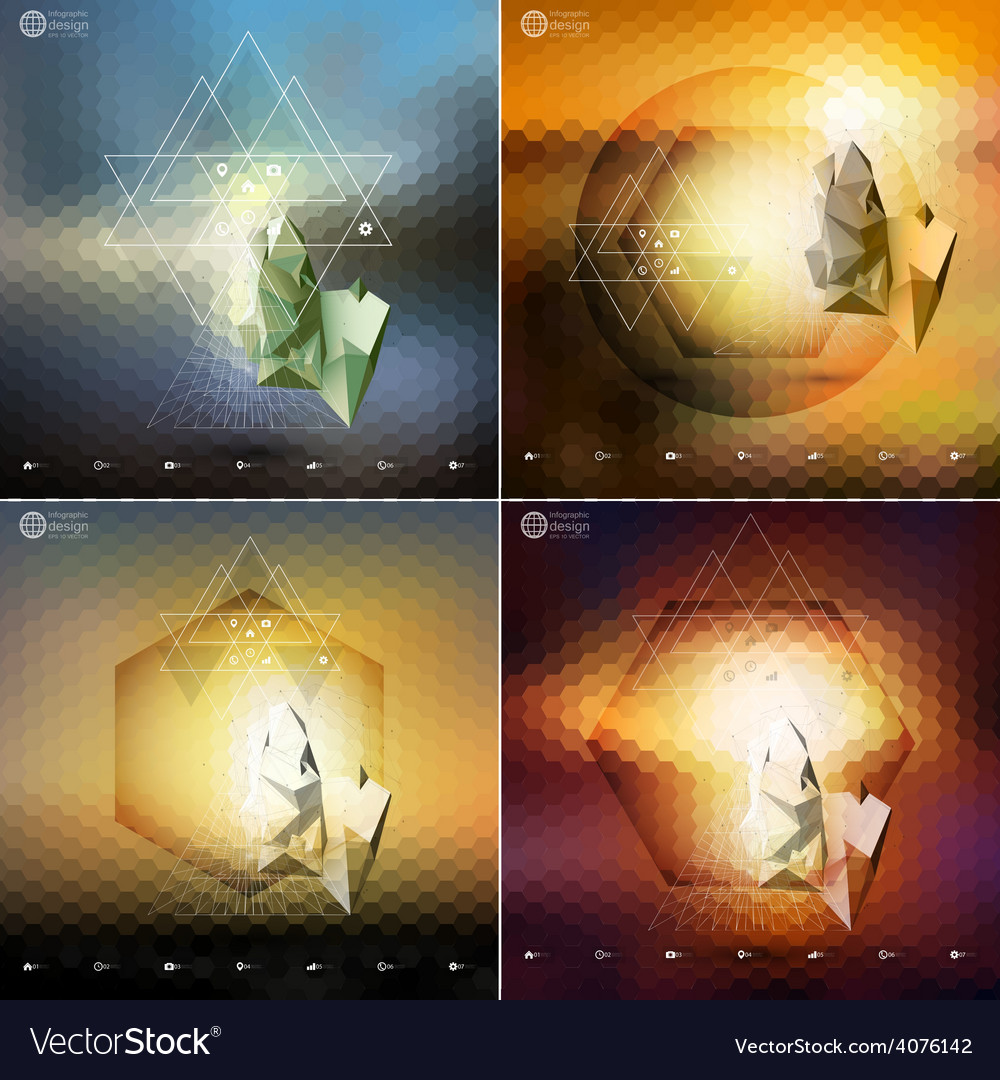 Abstract 3d pyramids hexagonal patterns Royalty Free Vector