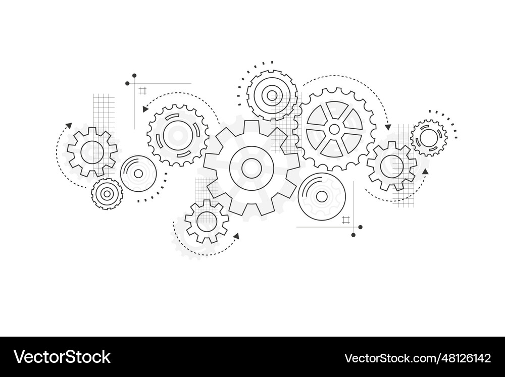 Abstract gear wheel mechanism background machine Vector Image