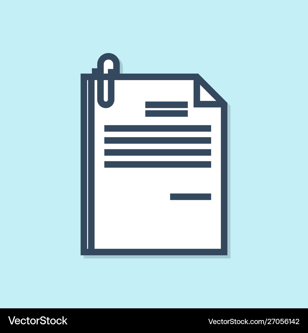 Blue line file document and paper clip icon Vector Image