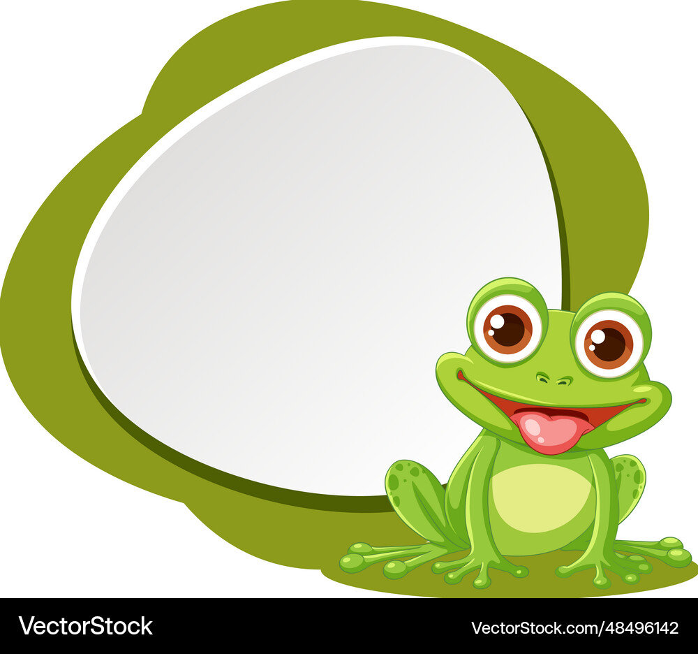 Cute green frog cartoon banner Royalty Free Vector Image