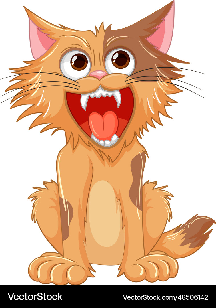 Ferocious cat cartoon with open mouth Royalty Free Vector