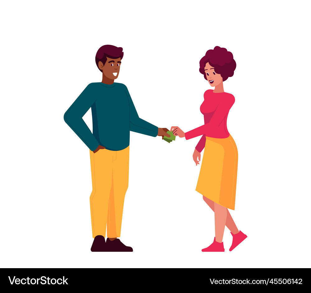 Financial help gift debt concept man giving Vector Image