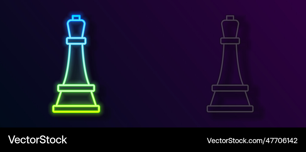 Glowing neon line chess icon isolated on black Vector Image