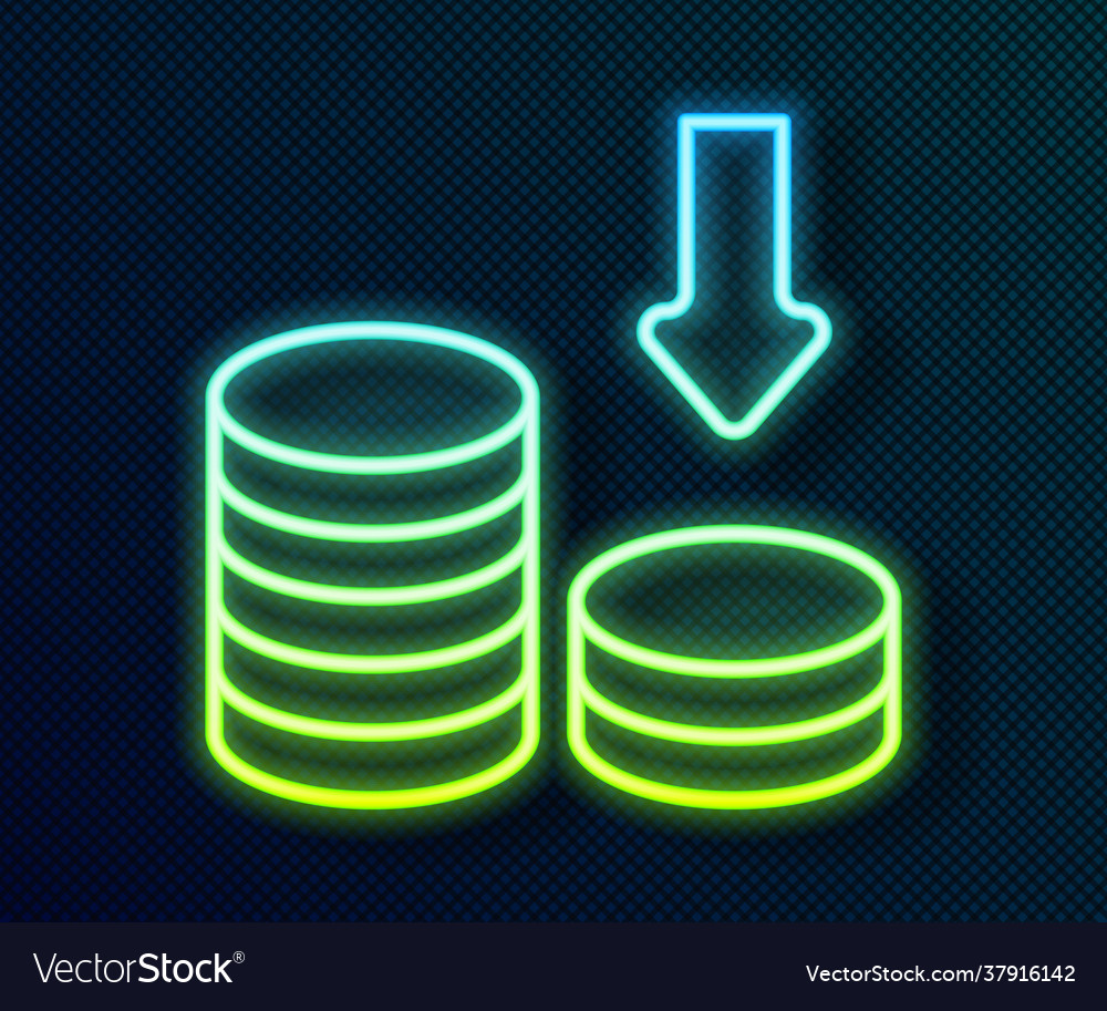 Glowing neon line dollar rate decrease icon Vector Image