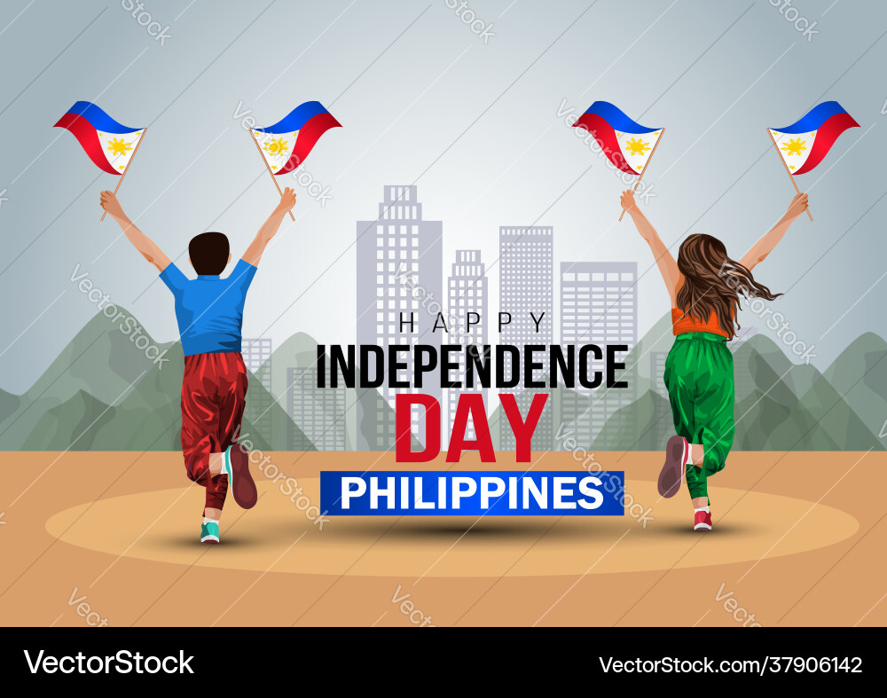 Happy independence day philippines 12th june Vector Image