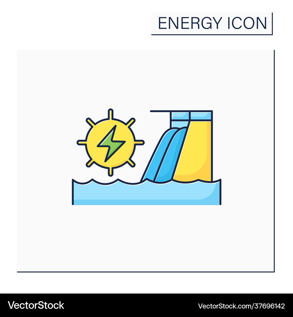 Hydroelectric power color icon Royalty Free Vector Image