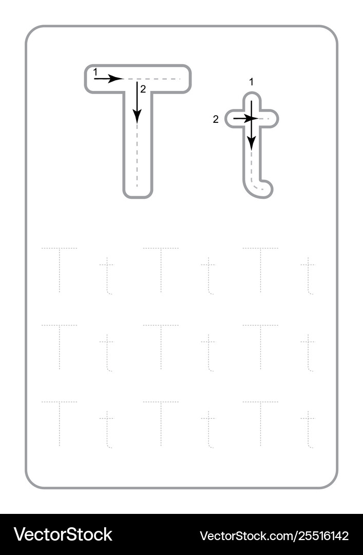 Kindergarten tracing letters worksheets monochrom Vector Image