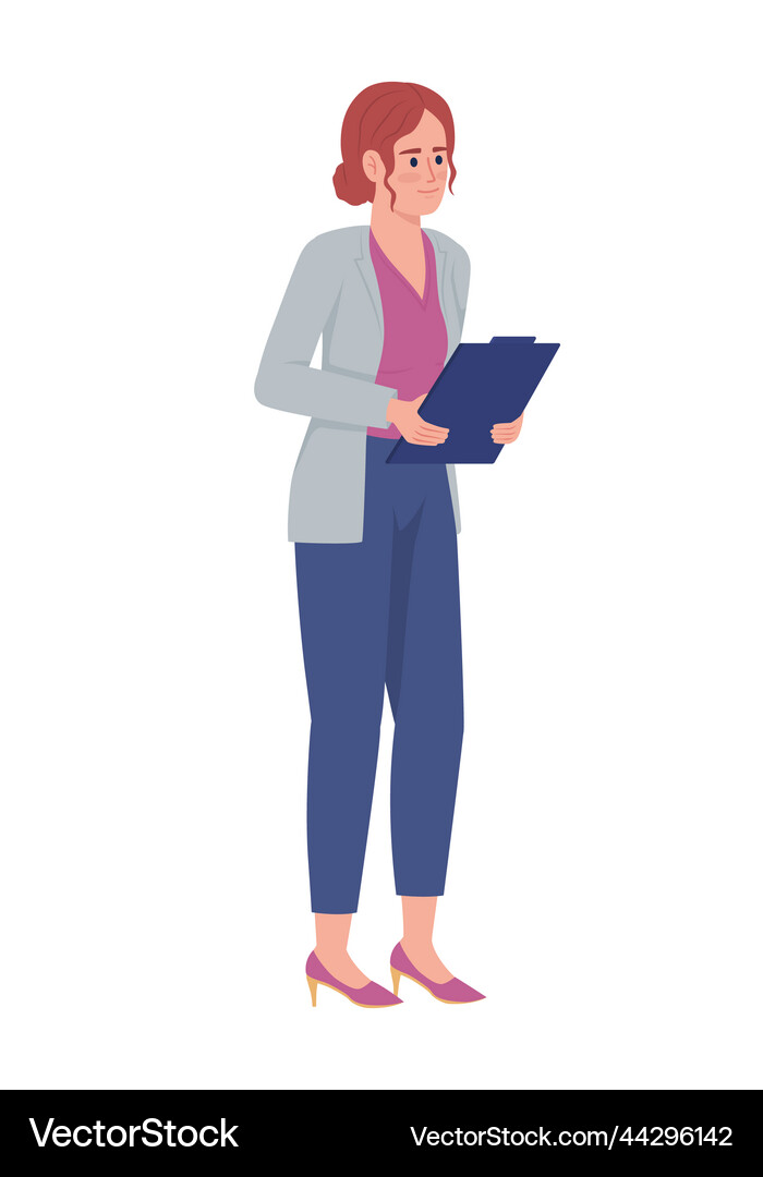 Lady boss semi flat color character Royalty Free Vector