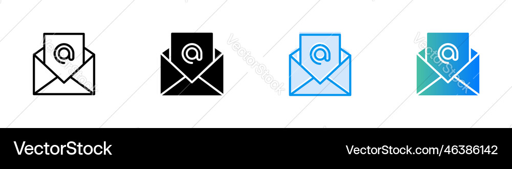 Mail icon of email in various styles Royalty Free Vector