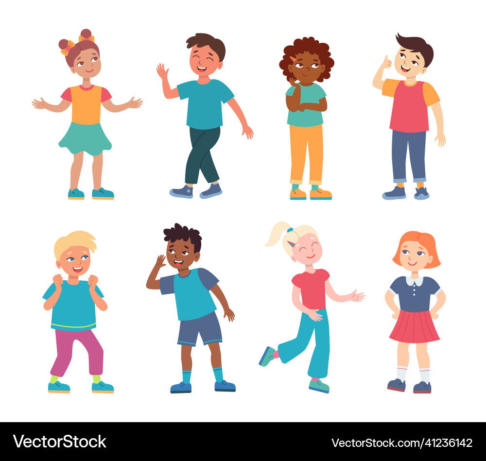 Multicultural happy kids set Royalty Free Vector Image