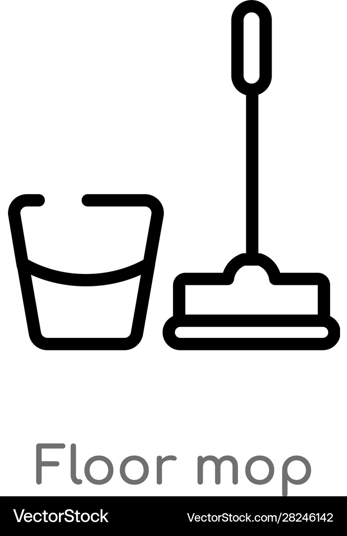 Outline floor mop icon isolated black simple line Vector Image