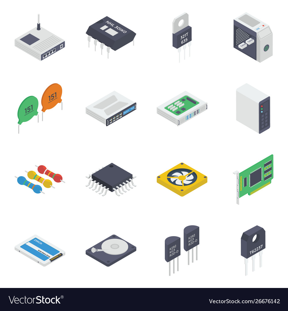 Pc component isometric Royalty Free Vector Image