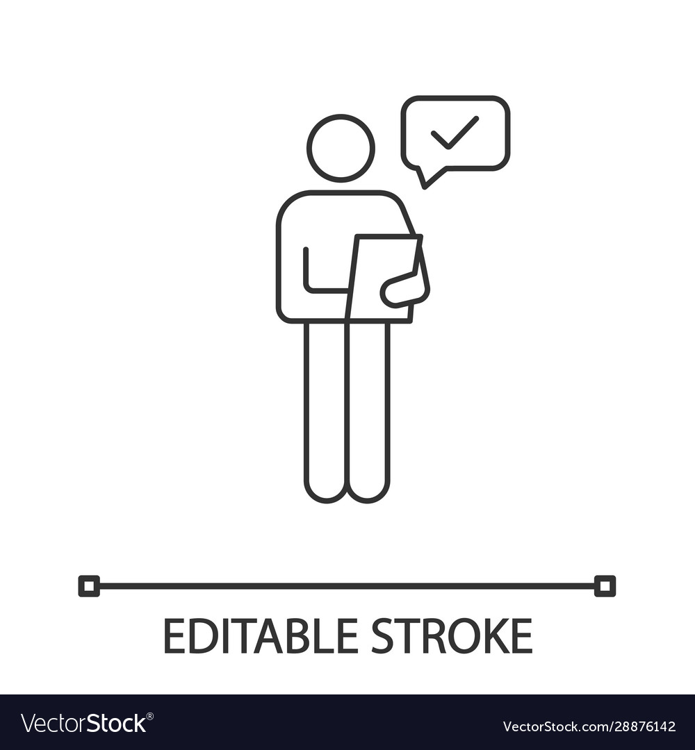 Person checking document linear icon Royalty Free Vector