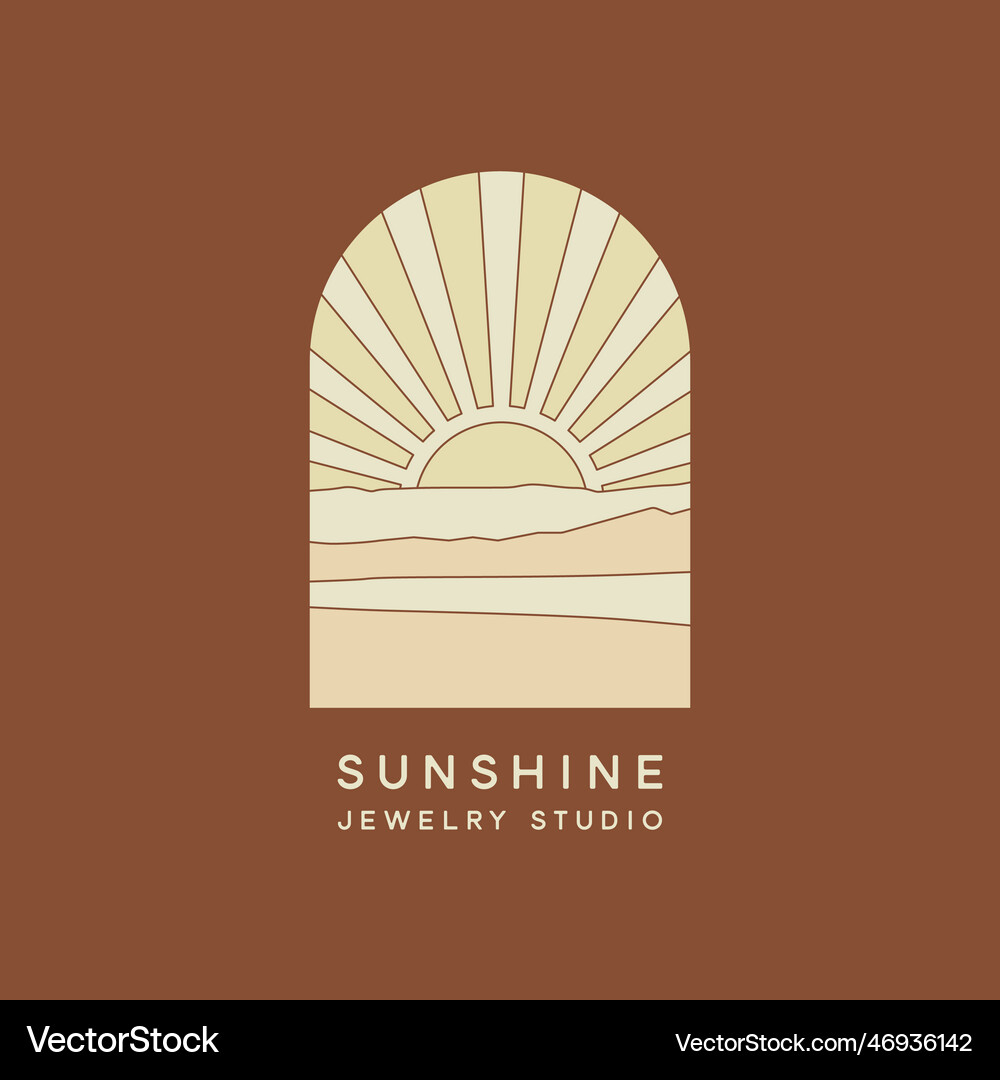 Sunrise sunset hills landscape logo template Vector Image