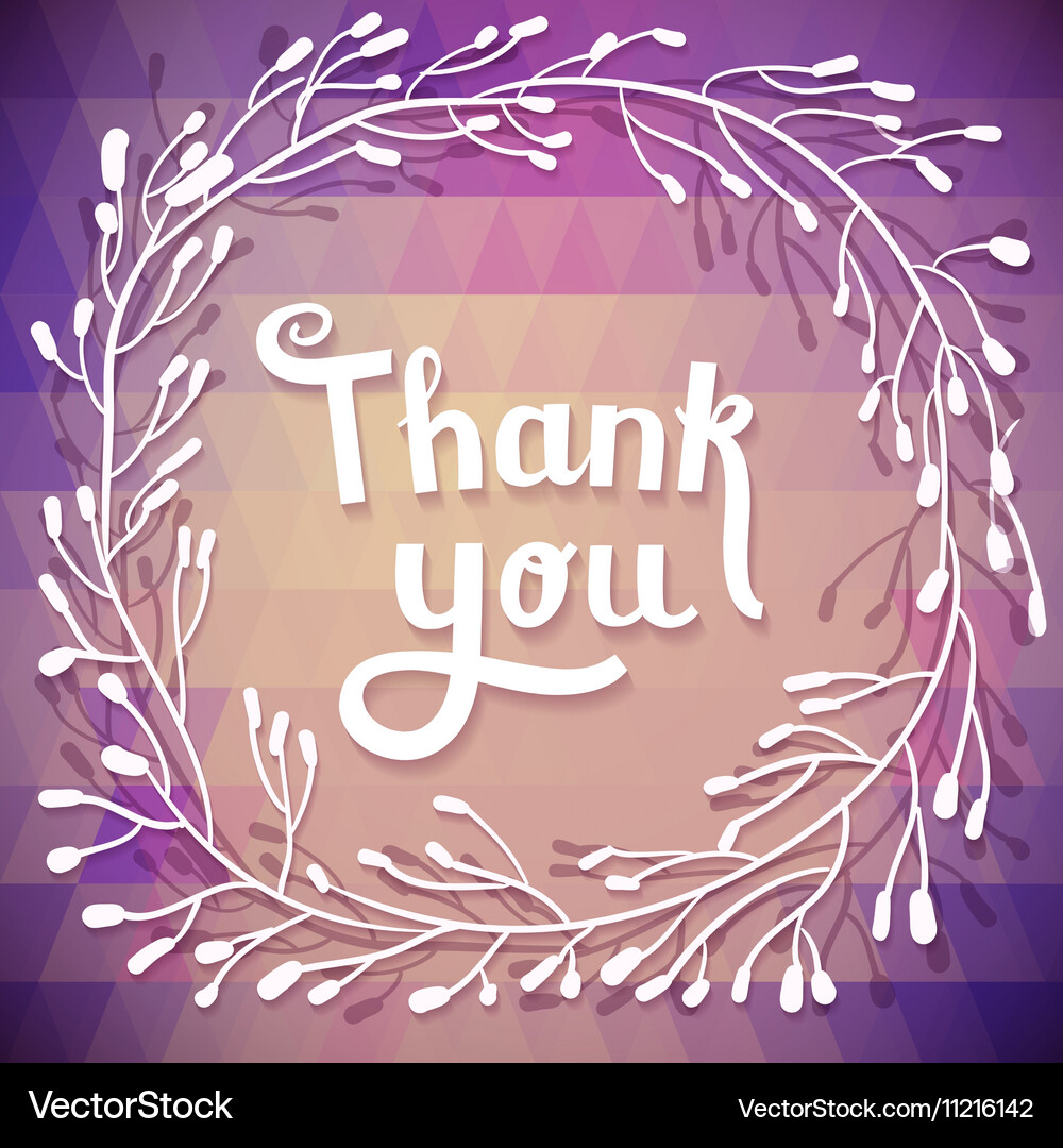 Thank you floral card with geometric pattern Vector Image
