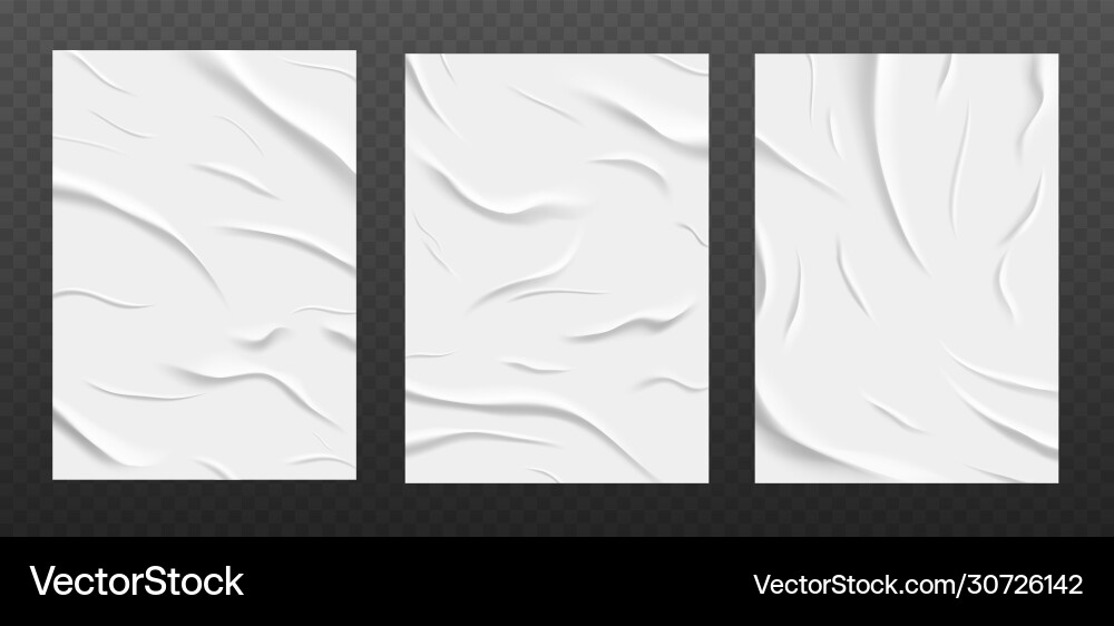 White glued paper texture wet wrinkled Royalty Free Vector